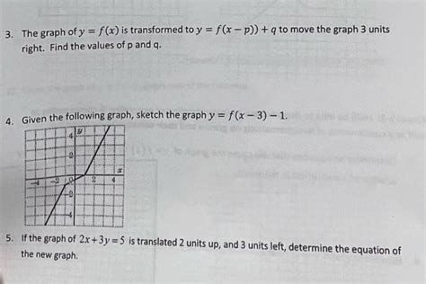 Solved 3. The graph of y=f(x) is transformed to y=f(x−p))+q | Chegg.com