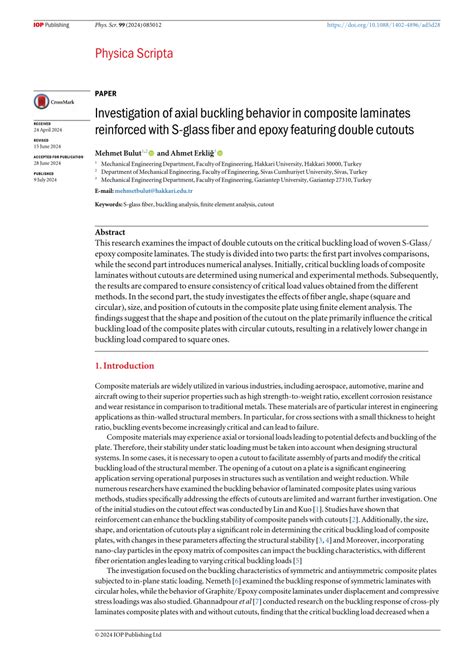 Investigation Of Axial Buckling Behavior In Composite Laminates