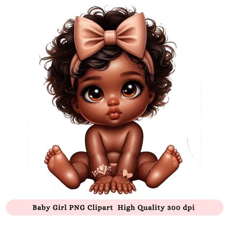 Black Baby Girl PNG Clip Art Black Baby Shower Png Clipart Baby Sublimation DTF Designs Etsy