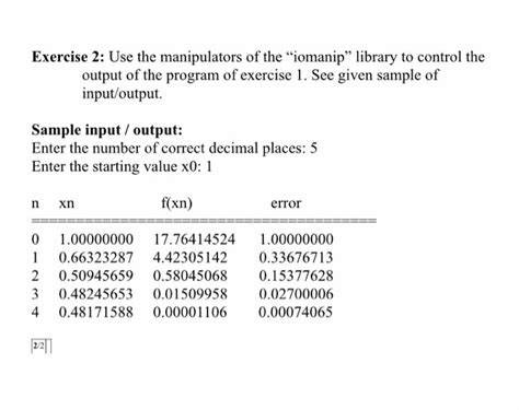 solved exercise 2 use the manipulators of the “iomanip”