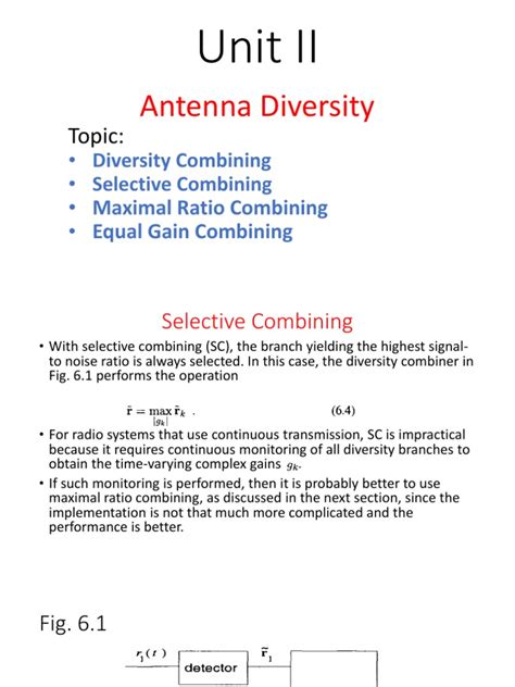 Unit Ii Antenna Diversity Techniques Mrc Sc Egc Pdf Normal