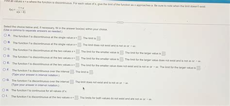 Solved Find All Values Xa Where The Function Is