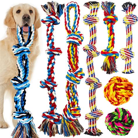 Yileqi Large Dog Chew Toys 12 Pack Indestructible Cotton Rope Toys For
