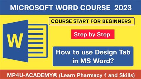 Microsoft Word Full Course How To Use Design Tab In Ms Word Youtube