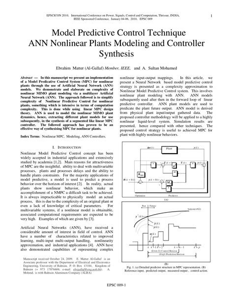pdf model predictive control technique ann nonlinear plants modeling