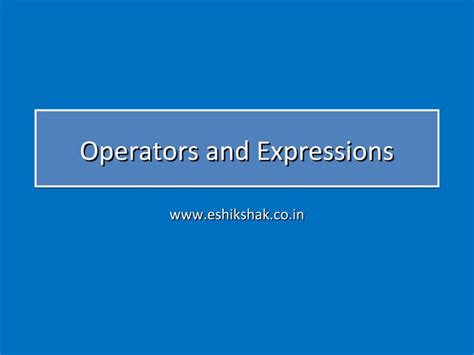 Mesics Lecture 4 C Operators And Experssions Ppt