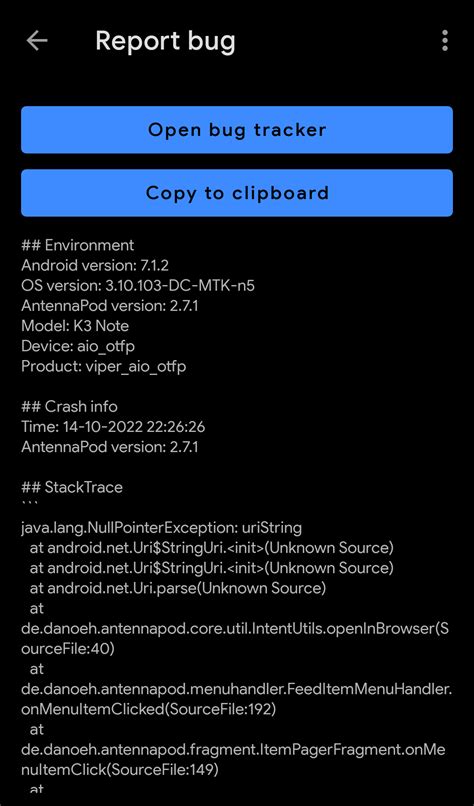 feature app crash handler log export · issue 1895 · gsantner markor
