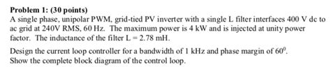 solved problem 1 30 points a single phase unipolar pwm