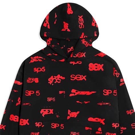 Black Sex Aop Hoodie Sp5der King Spider