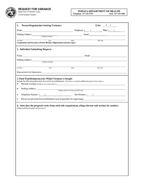 Fillable Online Variance Requests And Notices Health Food Protection Fax Email Print Pdffiller