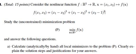 solved 1 total 15 points consider the nonlinear function