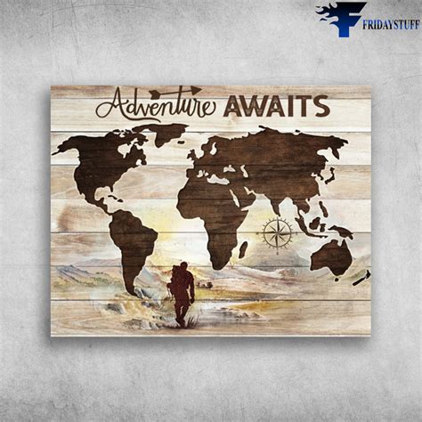 Adventure Awaits World Map Traveler All Around The World Fridaystuff