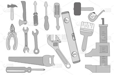 构建工具。修复的工具。男性组。主题的选择。向量