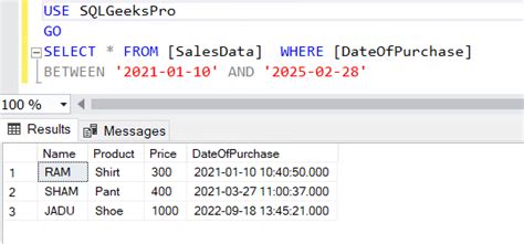Sql Server Select Data Between Two Dates Sqlgeekspro