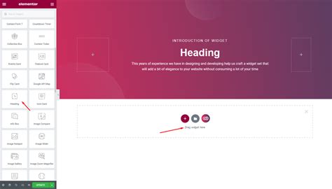 how to use heading widget of enteraddons enter addons