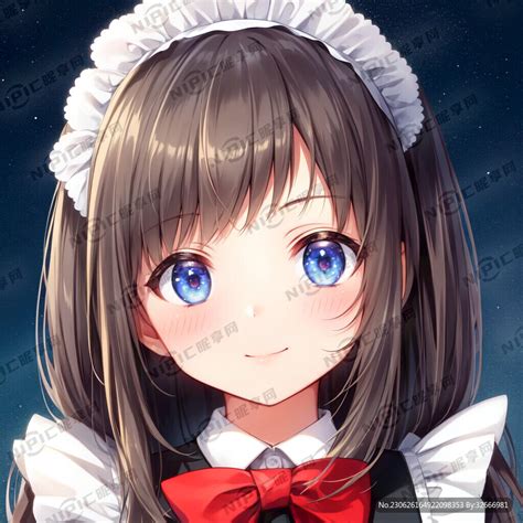 Ai创作图女仆头头像 开心 可爱 漫画风格 昵图网