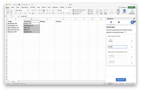 Microsoft Excel Add In MileMaker
