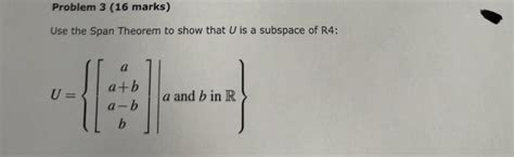 solved use the span theorem to show that u is a subspace of