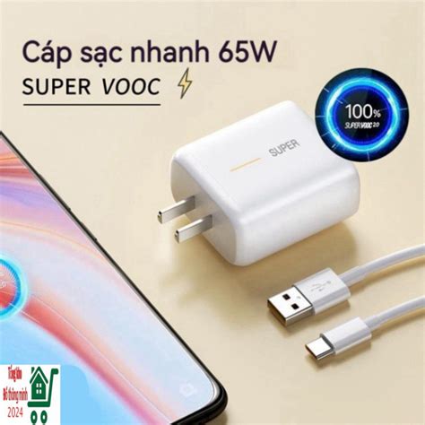 Bộ sạc Supper Vooc Oppo 65w hỗ trợ sạc nhanh không nóng máy bộ củ cáp sạc hỗ trợ cổng type C