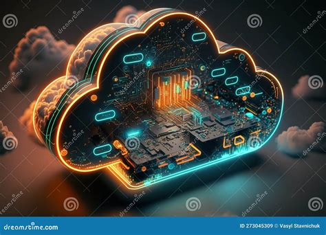 Cloud Technology Computing Concept Big Database Data Center Concept Modern Cloud Technologies