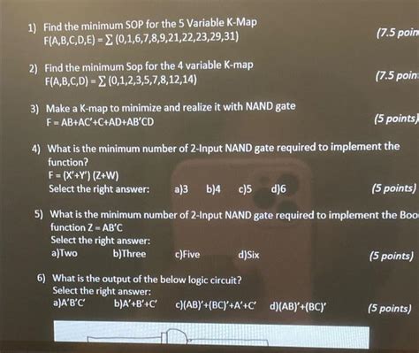 solved 1 find the minimum sop for the 5 variable k map