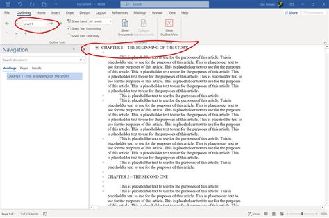 How To Add A Chapter Index In Word Using The Navigation Pane