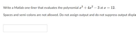 Solved Write A Matlab One Liner That Evaluates The