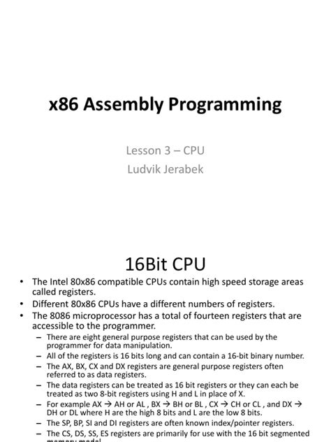 X86 Assembly Programming Lesson 3 Pdf Compiler Assembly Language