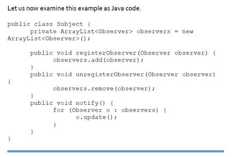 Design Patterns Subject Of Observer Design Pattern An Interface Or A
