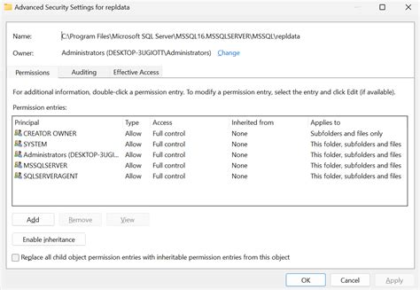 access denied error in sql server snapshot agent during replication