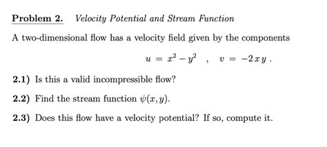 solved problem 2 ﻿velocity potential and stream functiona