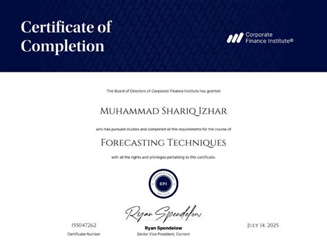 Completed Forecasting Techniques Course From Cfi Enhanced My