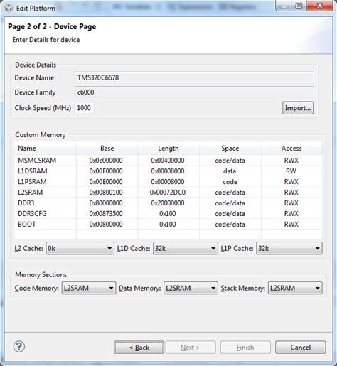 Problem With Custom Memory In A Platform Library Processors Forum Processors Ti E2e