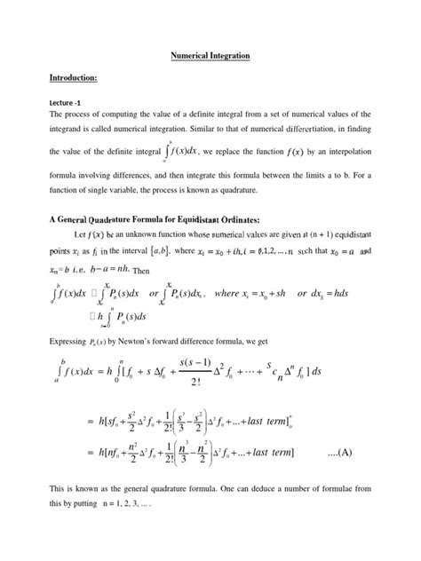 Lecture 15 Numerical Integration Pdf Integral Mathematical Objects