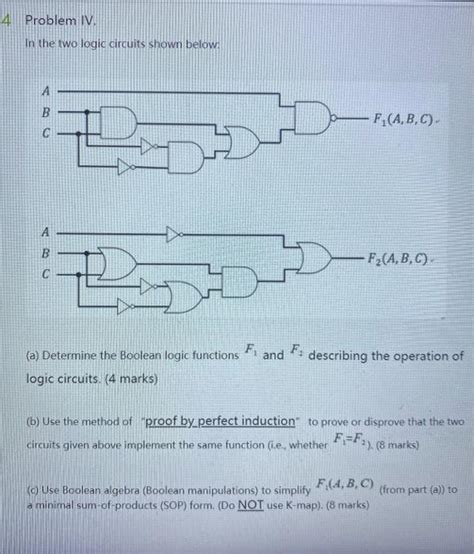 solved 4 problem iv in the two logic circuits shown below