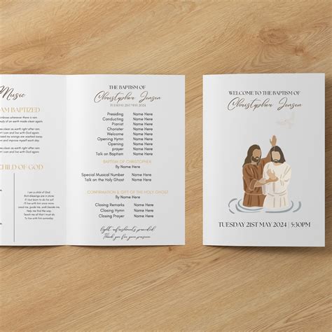 Lds Baptism Program Editable Template Minimalistic Editable Template