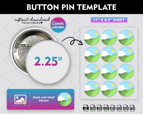 Button Pin Template Button Pin Svg Button Pin Template Sublimation Button Pin Template Pin