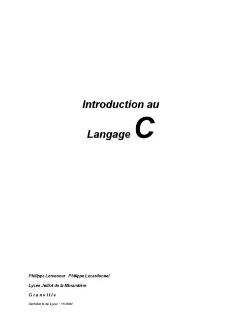introduction au langage c pdf