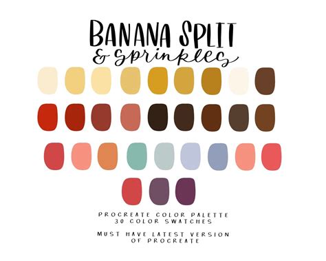 Banana Split And Sprinkles Procreate Paletteprocreate Instant