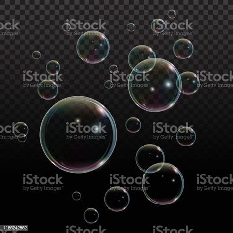 투명 한 배경에 무지개 반사 비누 거품입니다 투명 한 거품 거품 어떤 목적을 위한 좋은 디자인 3차원 형태에 대한 스톡 벡터 아트 및 기타 이미지 Istock