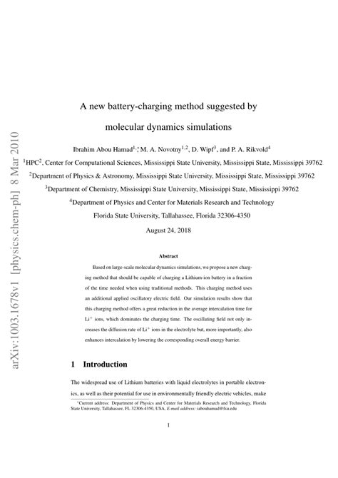 Pdf A New Battery Charging Method Suggested By Molecular Dynamics Simulations
