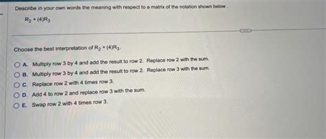 solved describe in your own words the meaning with respect