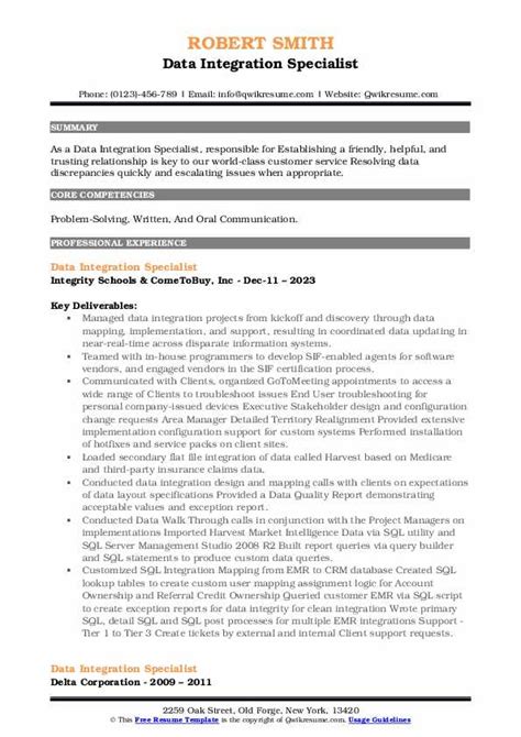 10 Data Integration Specialist Resume Samples And Templates For 2025