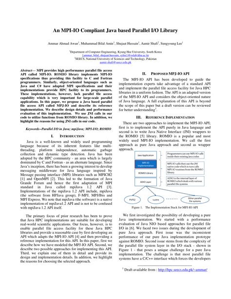PDF An MPI IO Compliant Java Based Parallel I O Library