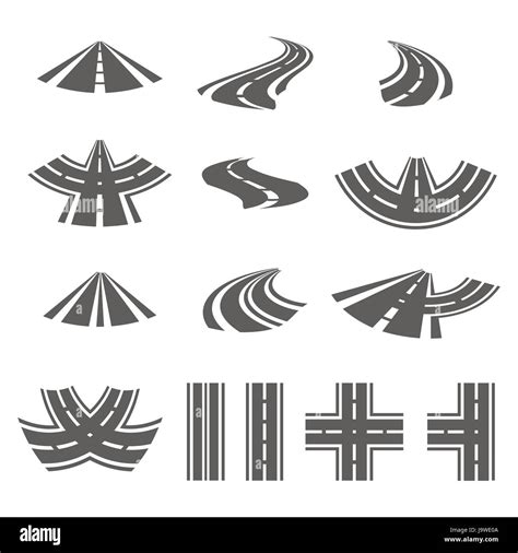 curving road vector set asphalt roads or way and curve roads stock