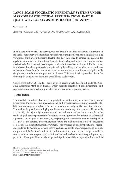 Pdf Large Scale Stochastic Hereditary Systems Under Markovian