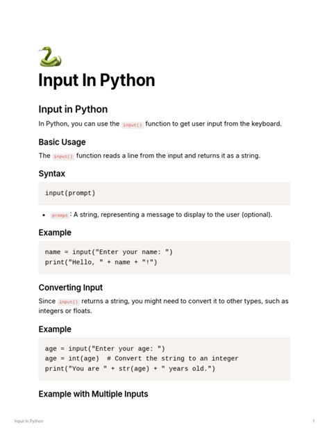 Input in Python | PDF