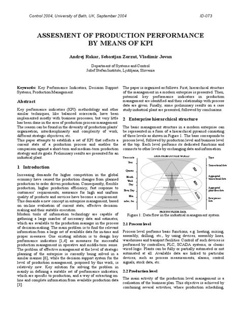 Assesment Of Production Performance By Means Of Kpi Pdf