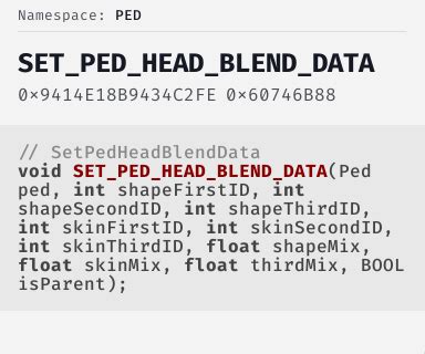 SetPedHeadBlendData FiveM Natives Cfx Re Docs