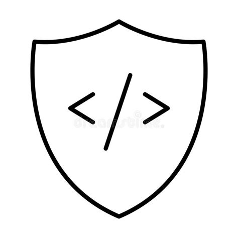 Shield Icon Illustration With Coding Programming Editor Safety Icon Related To Developer Stock